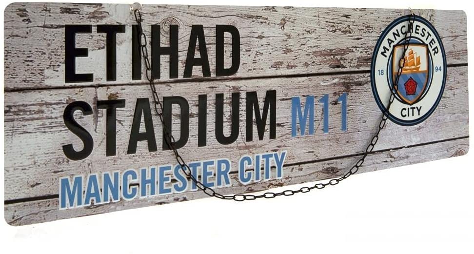 Manchester City Rustic Garden Hanging Street Sign